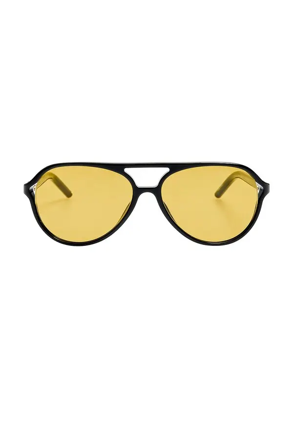 Jacquemus Aviator Sunglasses - Black  Light Gold  & Amber