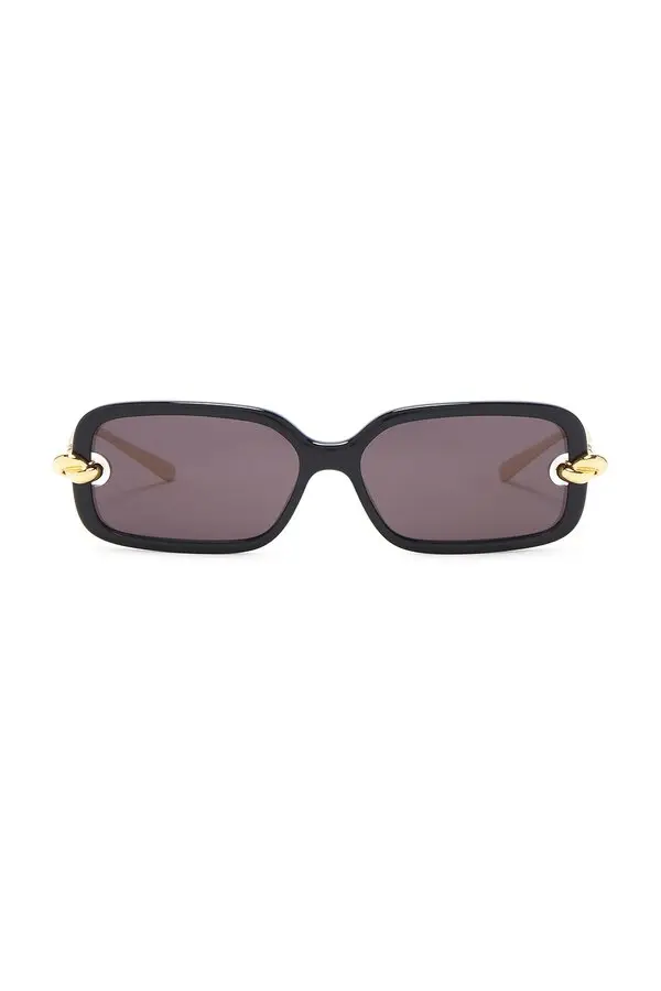 Bottega Veneta Knot Rectangular Sunglasses - Black & Grey