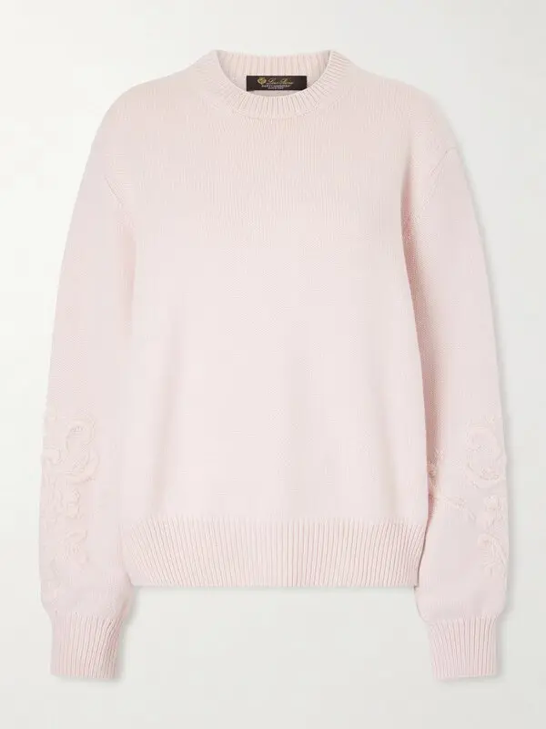 Loro Piana Embroidered Cashmere Sweater - Pink