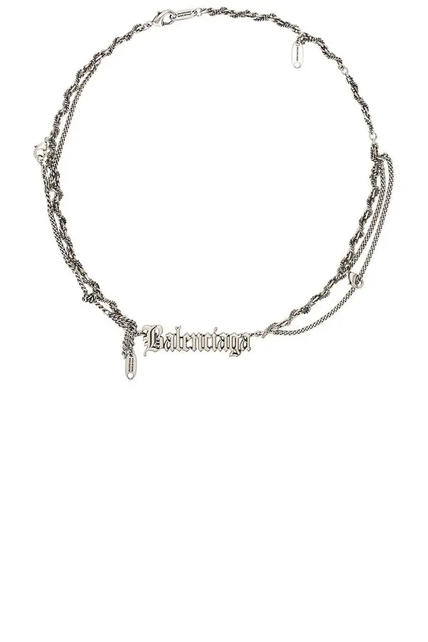 Balenciaga Typo Necklace - Antique Silver