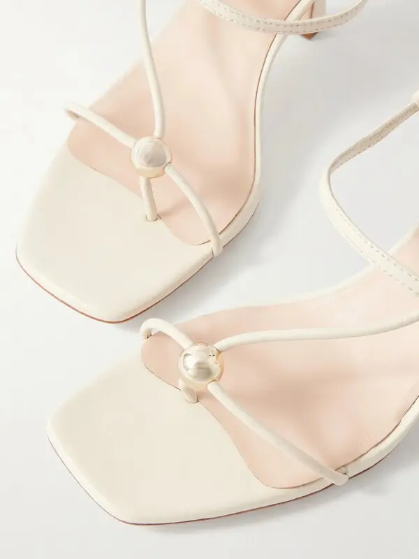 LOEFFLER RANDALL Triana Embellished Leather Sandals - White