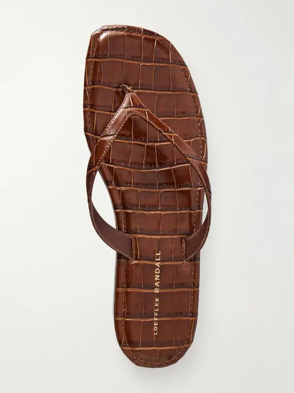 LOEFFLER RANDALL Lina Croc-effect Leather Thong Sandals - Brown