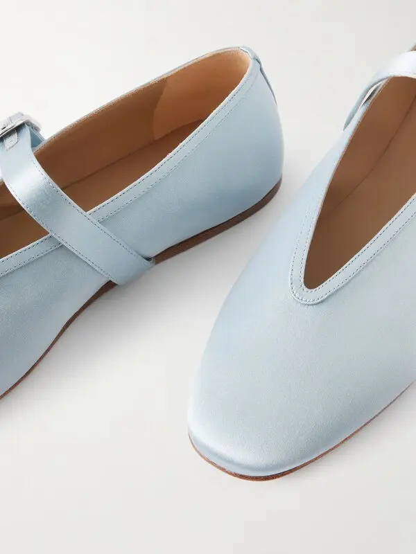 Le Monde Beryl Stella Satin Mary Jane Ballet Flats - Blue