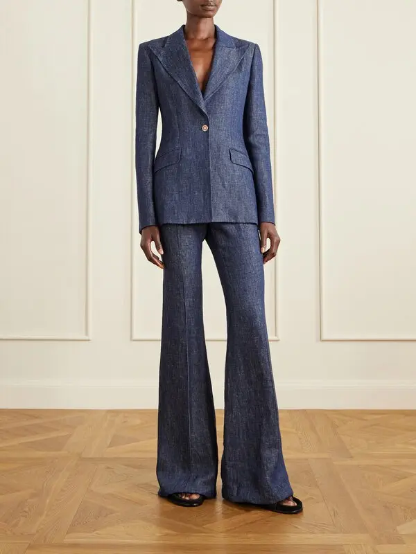 Gabriela Hearst Leiva Darted Linen-chambray Blazer