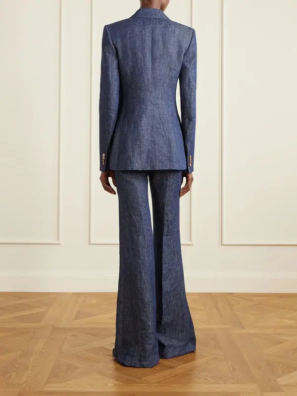 Gabriela Hearst Leiva Darted Linen-chambray Blazer