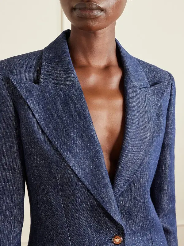 Gabriela Hearst Leiva Darted Linen-chambray Blazer