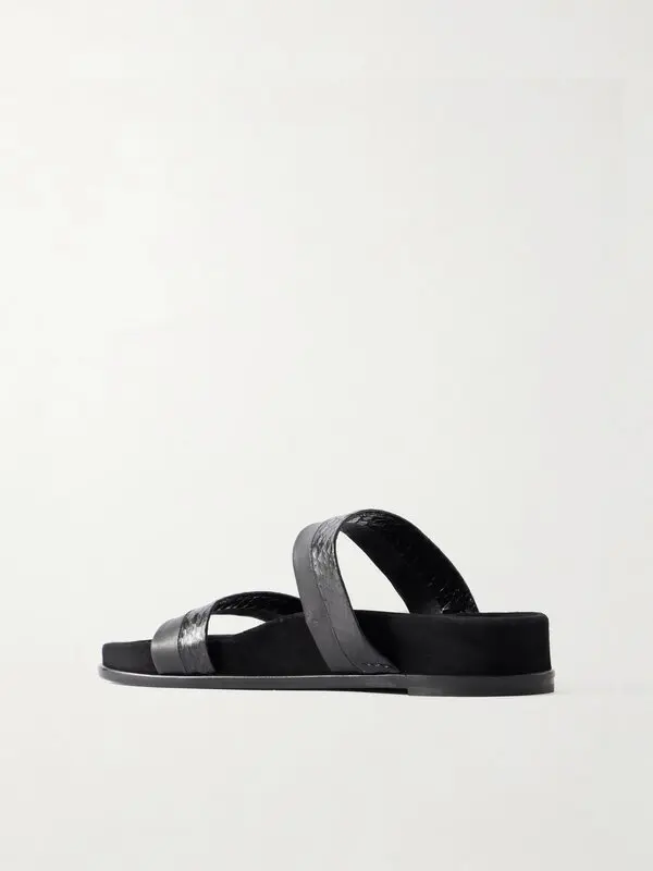 Gabriela Hearst Low Striker Paneled Suede And Leather Sandals - Black