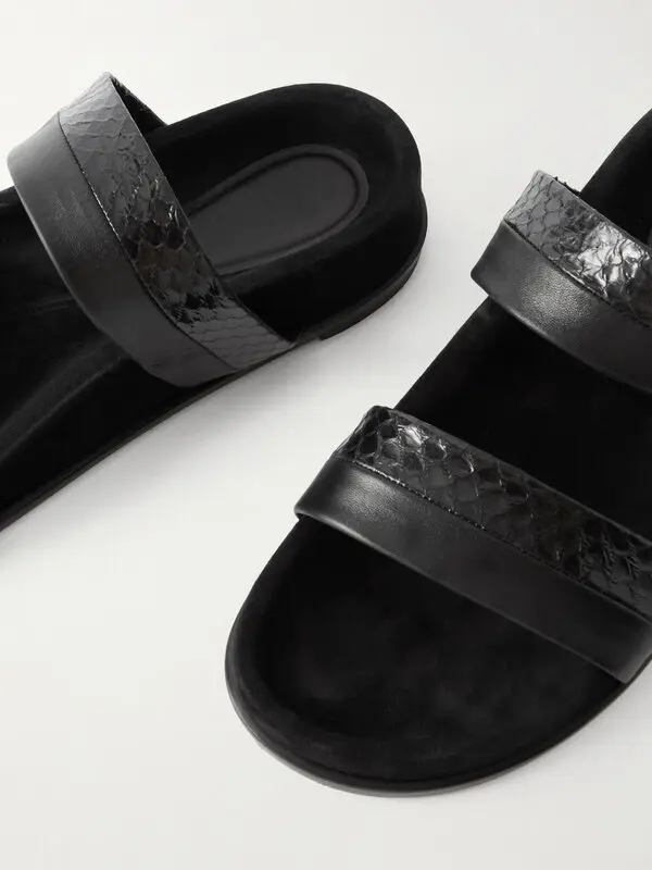 Gabriela Hearst Low Striker Paneled Suede And Leather Sandals - Black