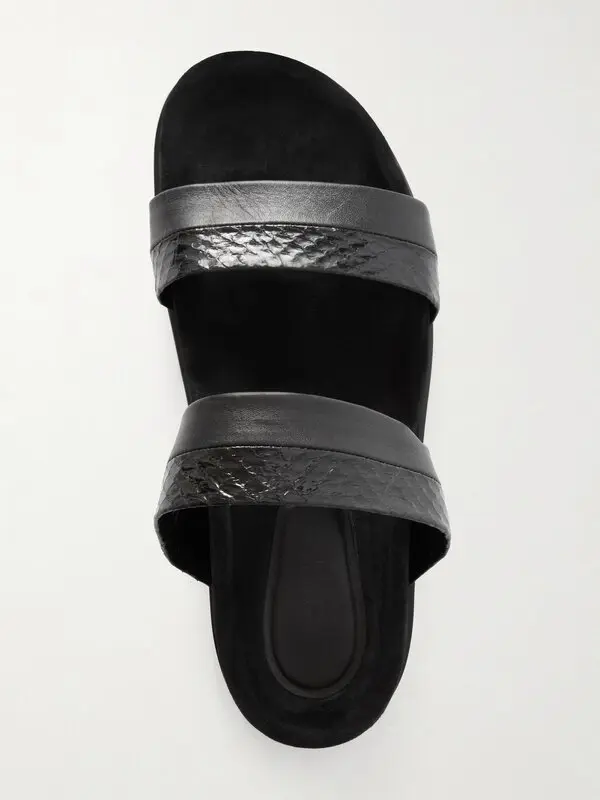 Gabriela Hearst Low Striker Paneled Suede And Leather Sandals - Black