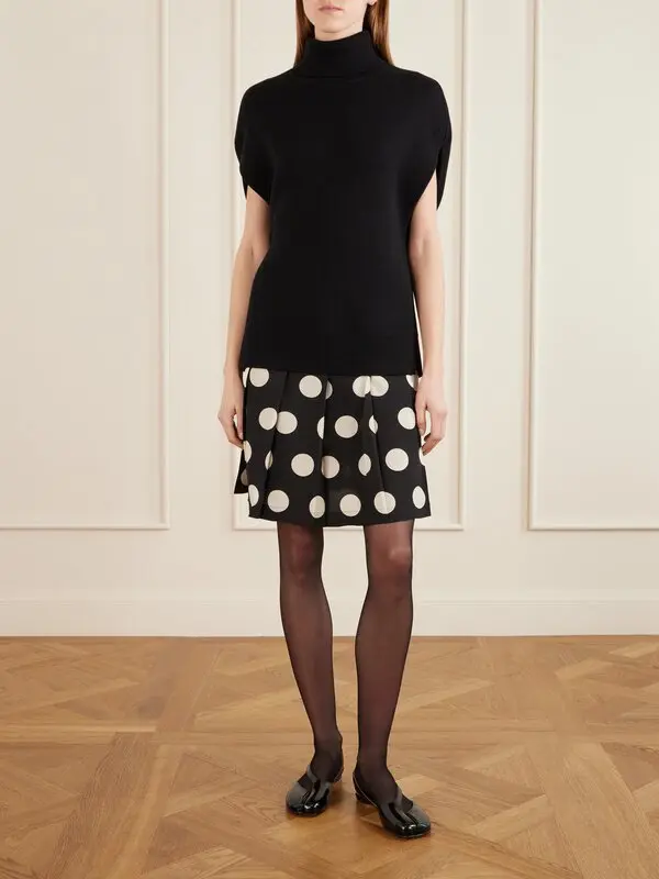 Junya Watanabe Pleated Polka-dot Georgette Midi Skirt