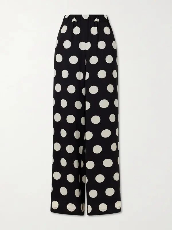 Junya Watanabe Polka-dot Georgette Wide-leg Pants
