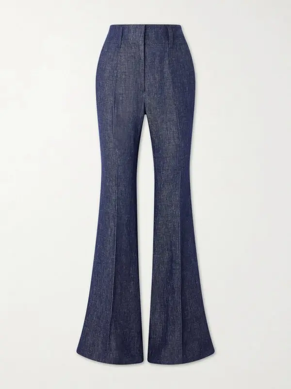 Gabriela Hearst Rhein Linen-chambray Flared Pants - Blue