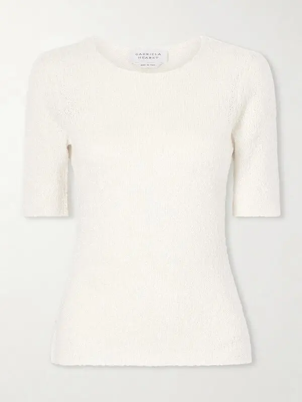 Gabriela Hearst Valentia Knitted Silk T-shirt - Off-white