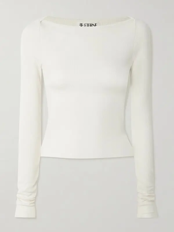 Eterne Cropped Ribbed Stretch-jersey Top - Neutrals
