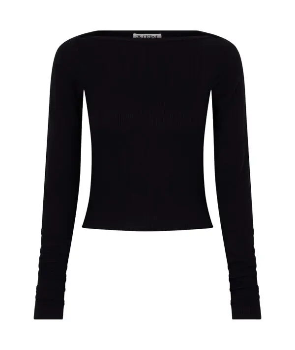 Eterne Cropped Ribbed Stretch-jersey Top - Black