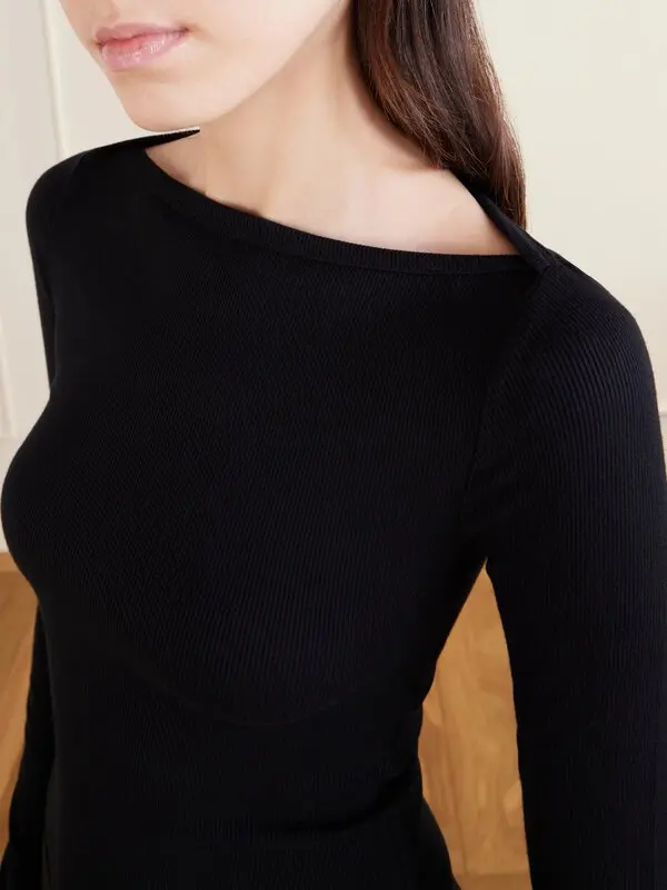 Eterne Cropped Ribbed Stretch-jersey Top - Black
