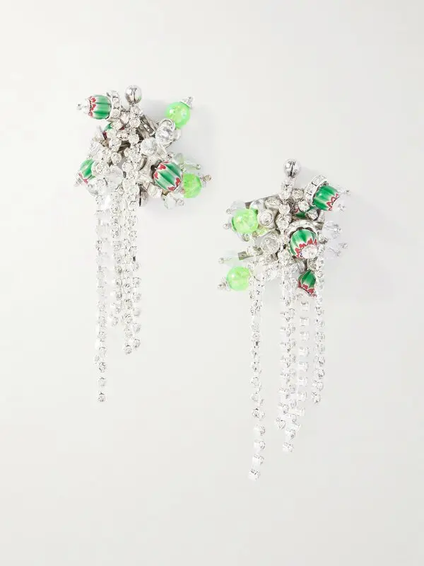 Dries Van Noten Tone Crystal Earrings - Silver
