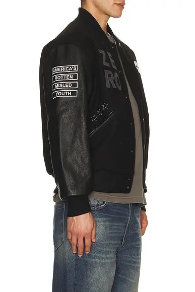 PLEASURES X Zero Skateboards Varsity Jacket