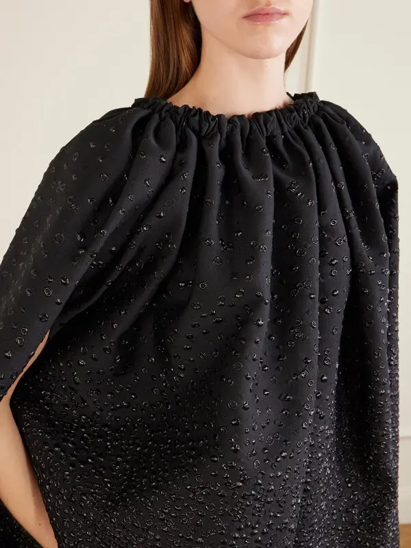 Comme Des Garçons Gathered Cloqué Midi Dress - Black