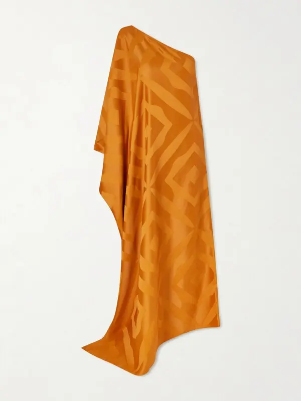 DIMA AYAD Printed Crepe One-shoulder Gown