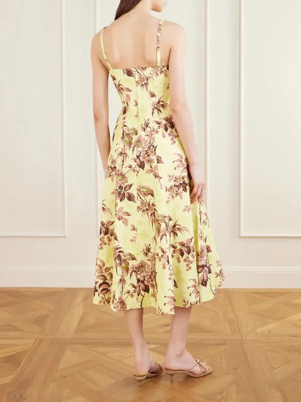 Cara Cara Gimlet Floral-print Linen Maxi Dress - Yellow