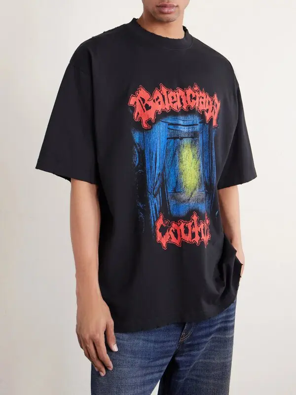 Balenciaga Oversized Logo-print Cotton-jersey T-shirt