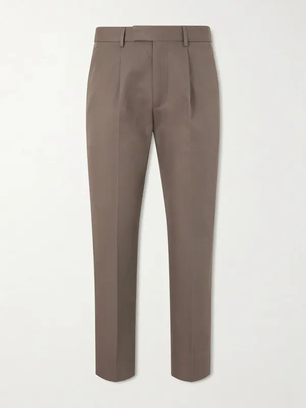 Zegna Pleated Cotton And Linen-blend Trousers - Green