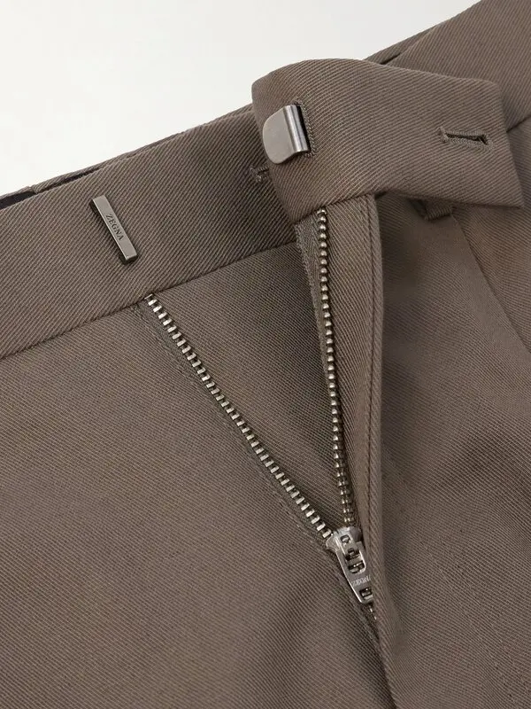 Zegna Pleated Cotton And Linen-blend Trousers - Green