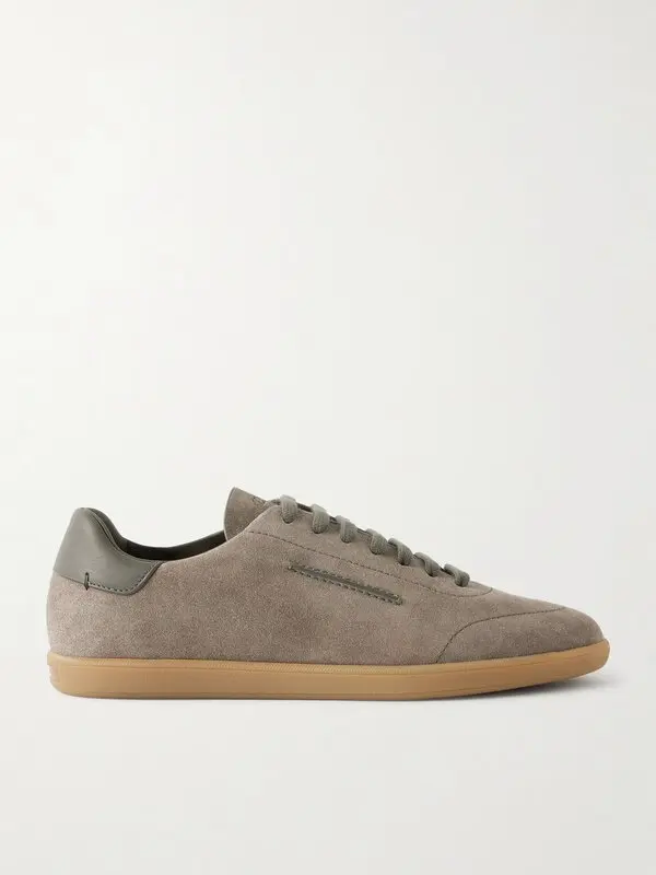 Zegna 232 Leather-trimmed Suede Sneakers - Brown