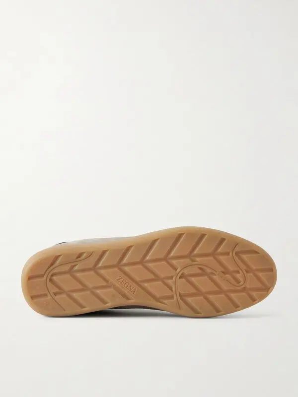 Zegna 232 Leather-trimmed Suede Sneakers - Brown
