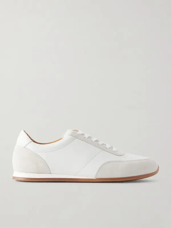 Mr P. Suede-trimmed Leather Sneakers - Neutrals