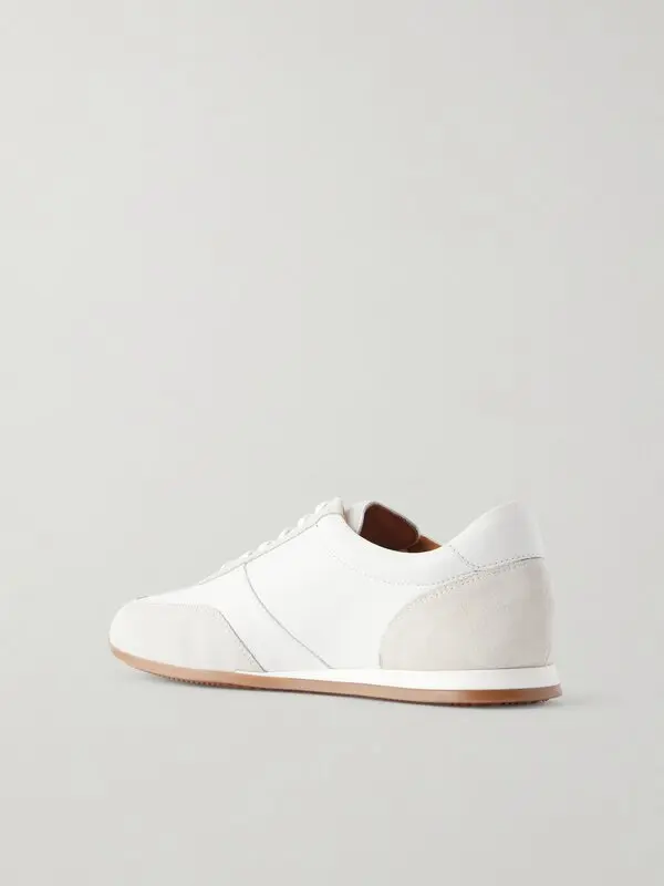Mr P. Suede-trimmed Leather Sneakers - Neutrals