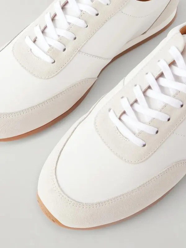Mr P. Suede-trimmed Leather Sneakers - Neutrals