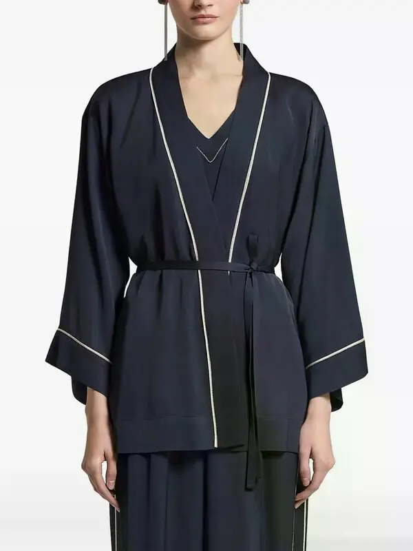 Peserico Piping Belted Top - Blue