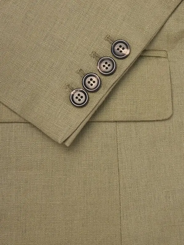 BODE Linen Double-breasted Blazer - Green