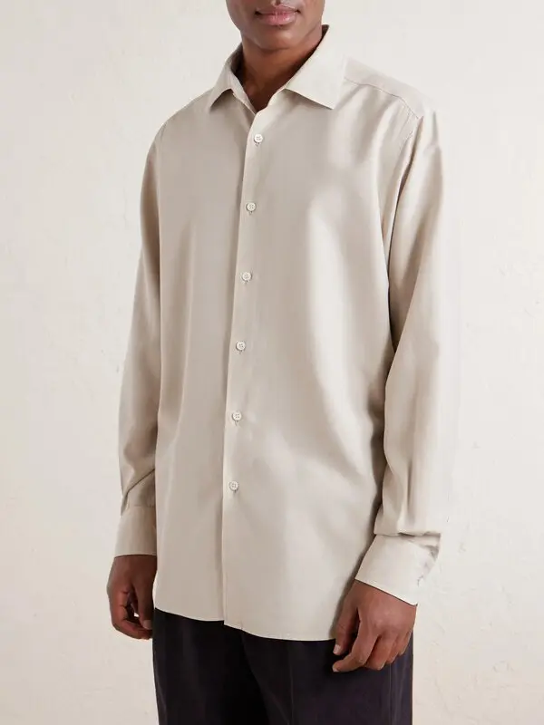 Zegna Garment-dyed Mulberry Silk Shirt