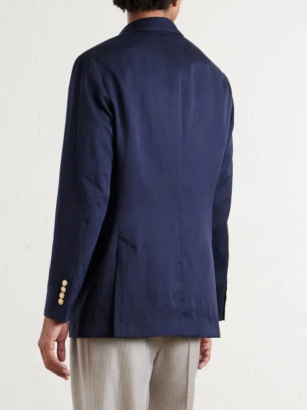 Brunello Cucinelli Double-breasted Silk And Linen-blend Blazer