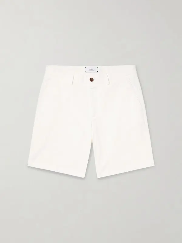 Mr P. Straight-leg Cotton-blend Twill Bermuda Shorts - White