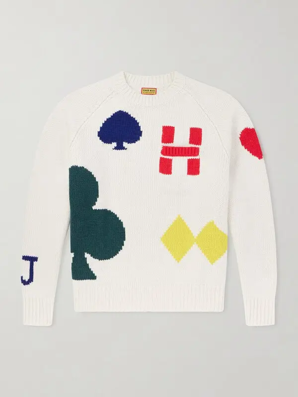 HUMAN MADE Intarsia Wool-blend Sweater - White