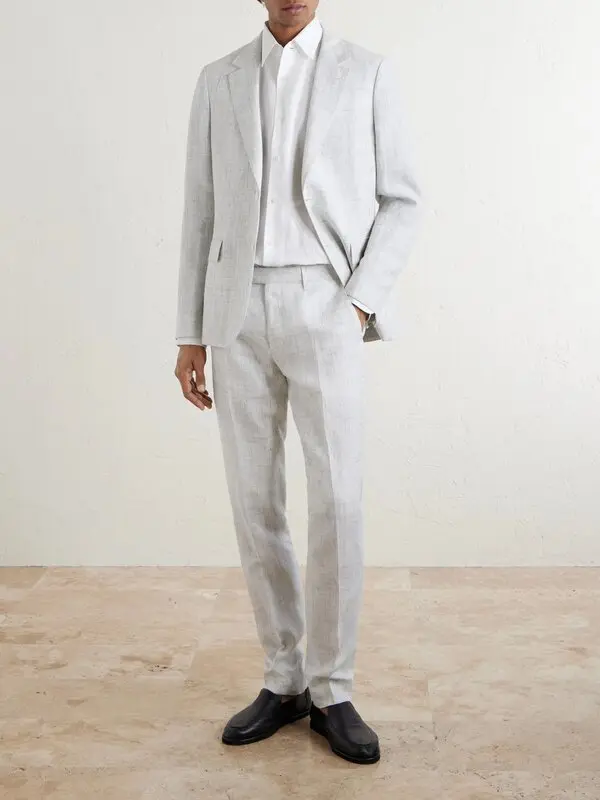 Mr P. Delave Linen Check Suit Jacket