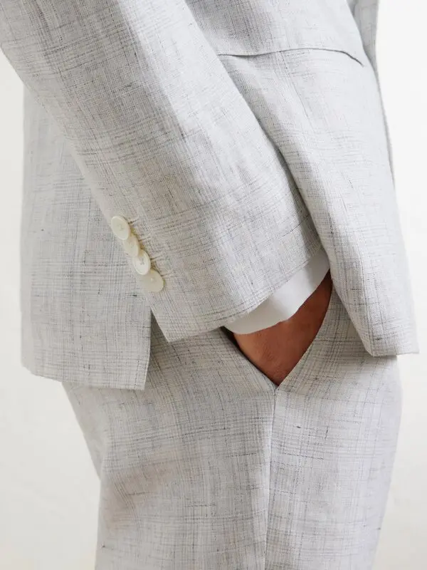 Mr P. Delave Linen Check Suit Jacket