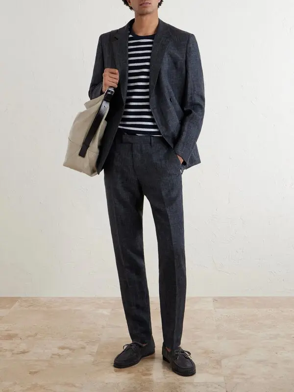 Mr P. Striped Cotton-terry T-shirt - Blue