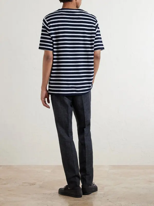 Mr P. Striped Cotton-terry T-shirt - Blue