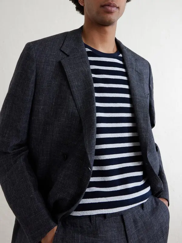 Mr P. Striped Cotton-terry T-shirt - Blue
