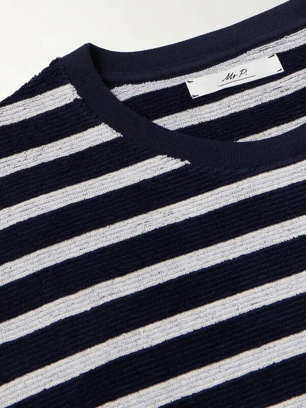 Mr P. Striped Cotton-terry T-shirt - Blue