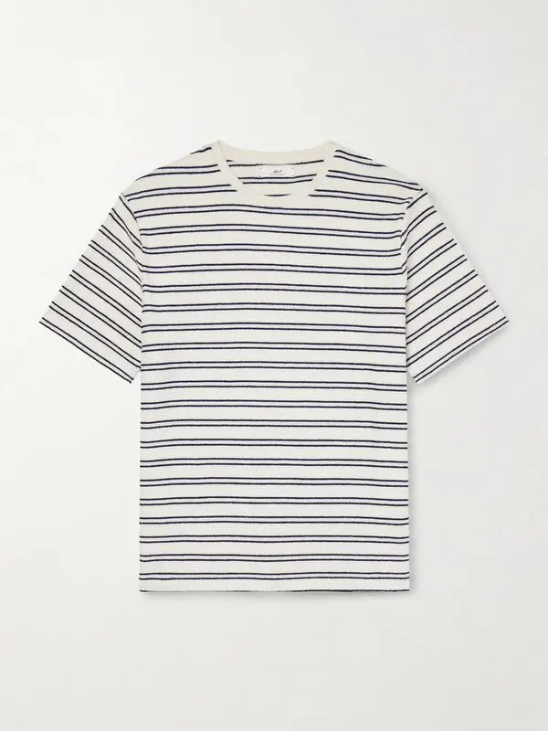 Mr P. Striped Cotton-terry T-shirt - Blue