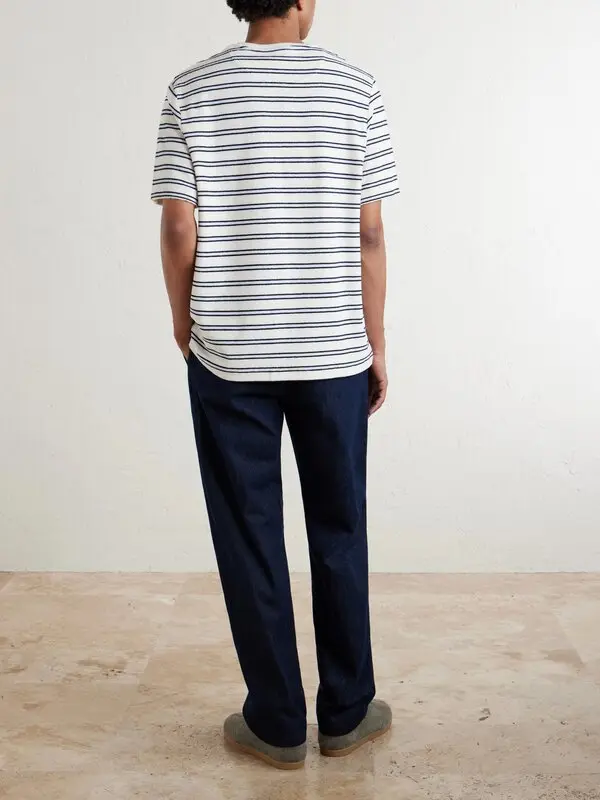 Mr P. Striped Cotton-terry T-shirt - Blue