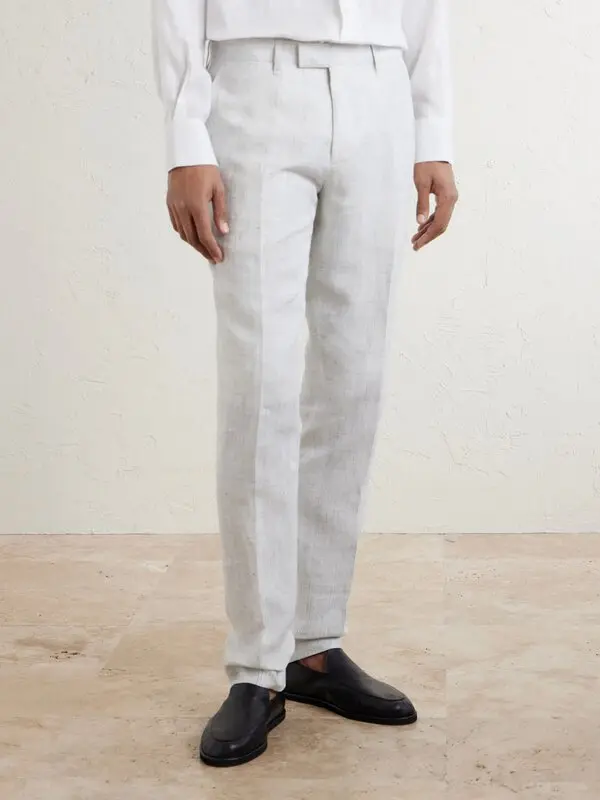 Mr P. Linen Delave Check Slim Fit Trousers