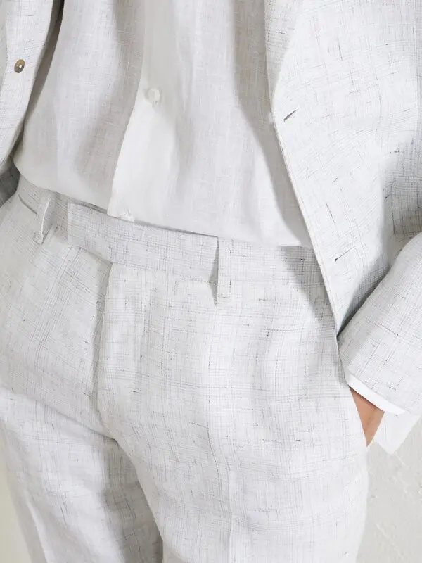 Mr P. Linen Delave Check Slim Fit Trousers