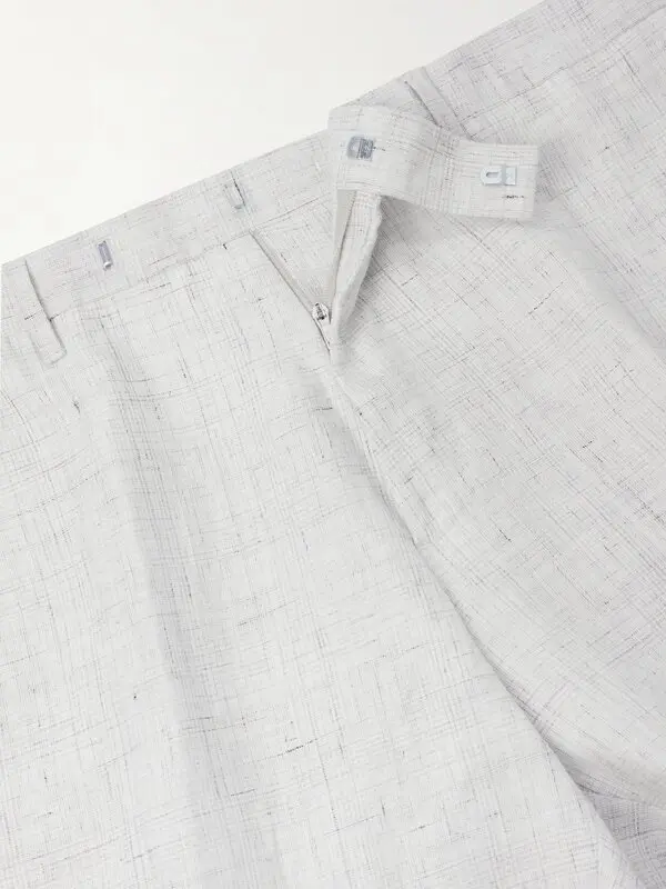 Mr P. Linen Delave Check Slim Fit Trousers